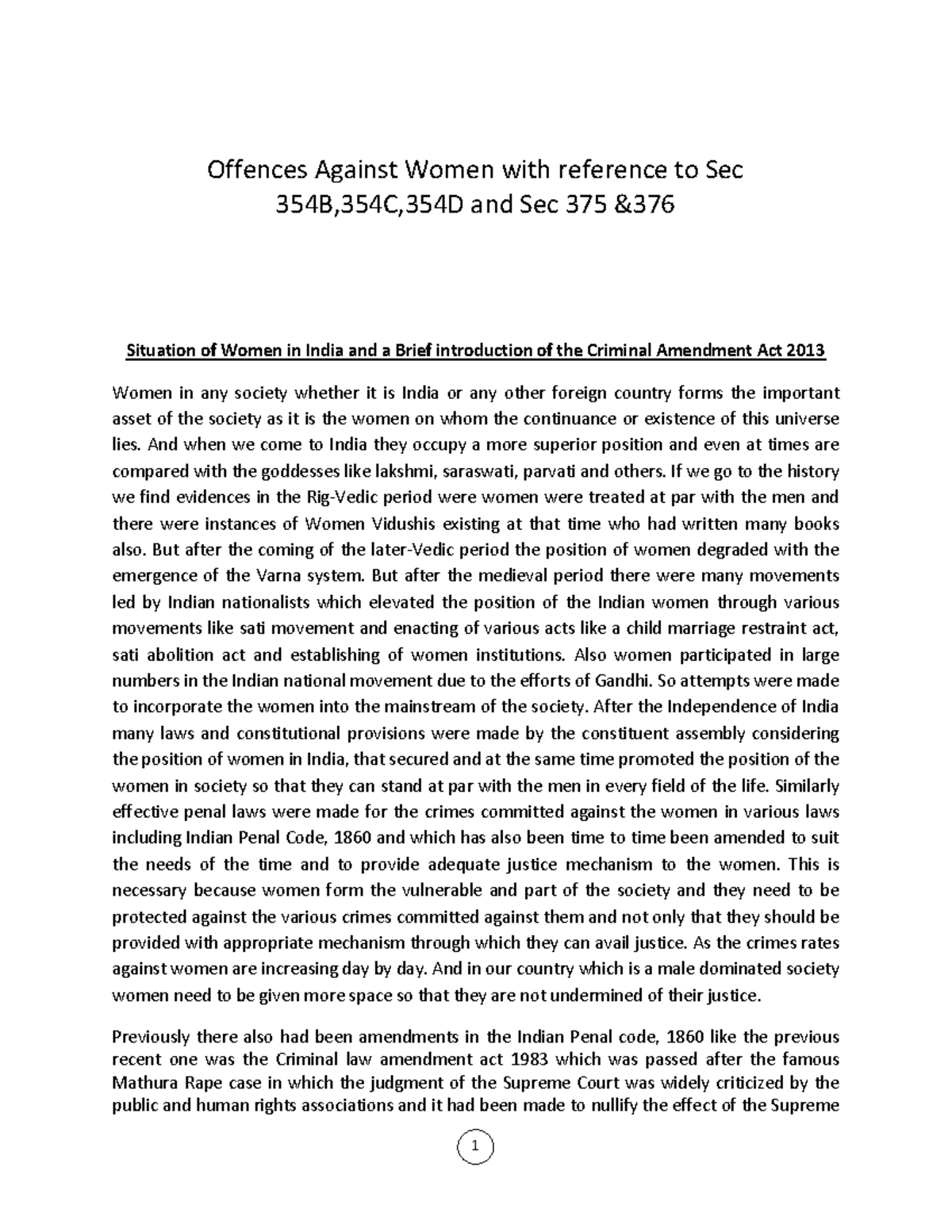 Offences aainst women - Offences Against Women with reference to Sec ...