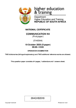 N4 Communication Paper 1 November 2020 - Copyright reserved Please turn ...