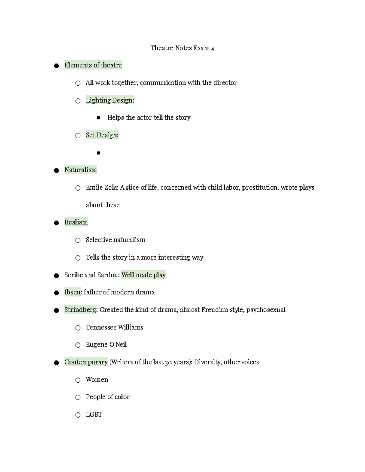 Theatre Notes Exam 4 - Religion as the opiate of people Existentialism ...