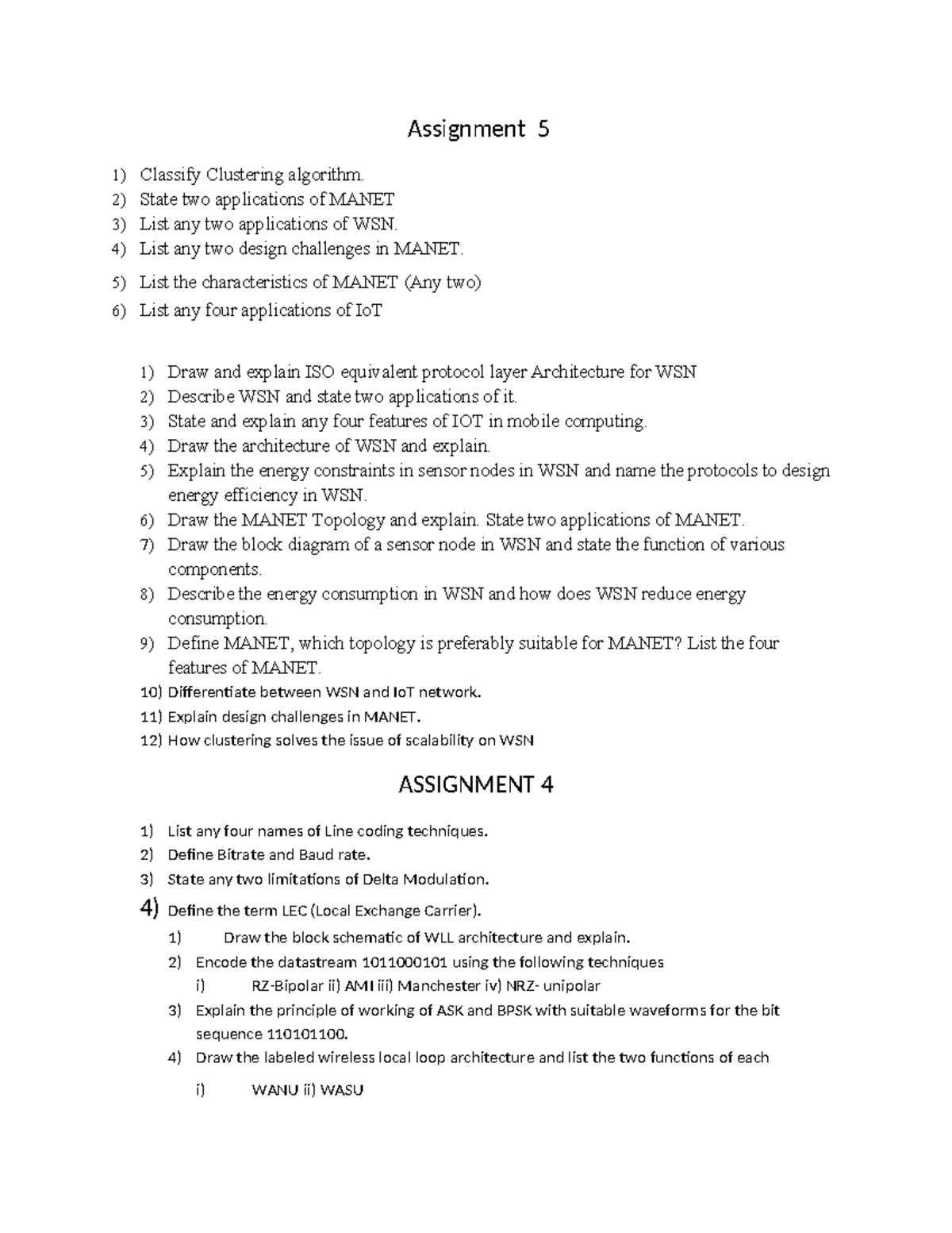 Assignment 5 - Work wmn - Assignment 5 1) Classify Clustering algorithm. 2) State two ...