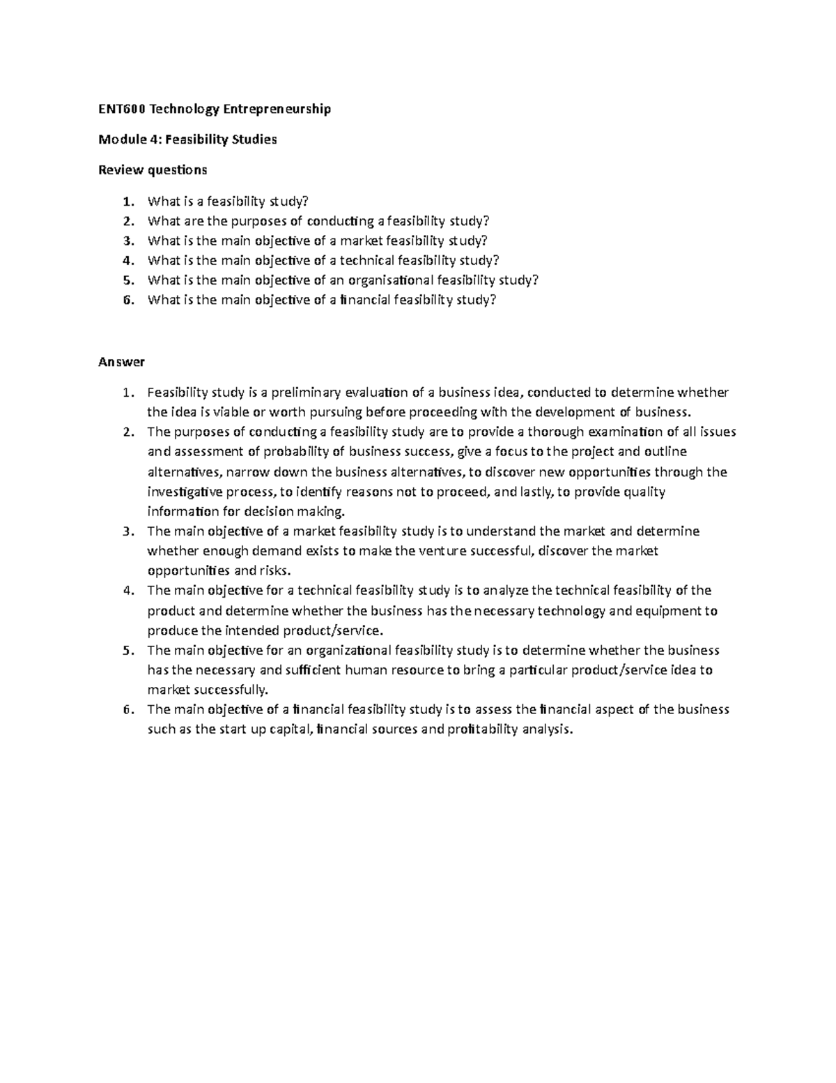 ENT600 Module 4 Review Questions - ENT600 Technology Entrepreneurship ...