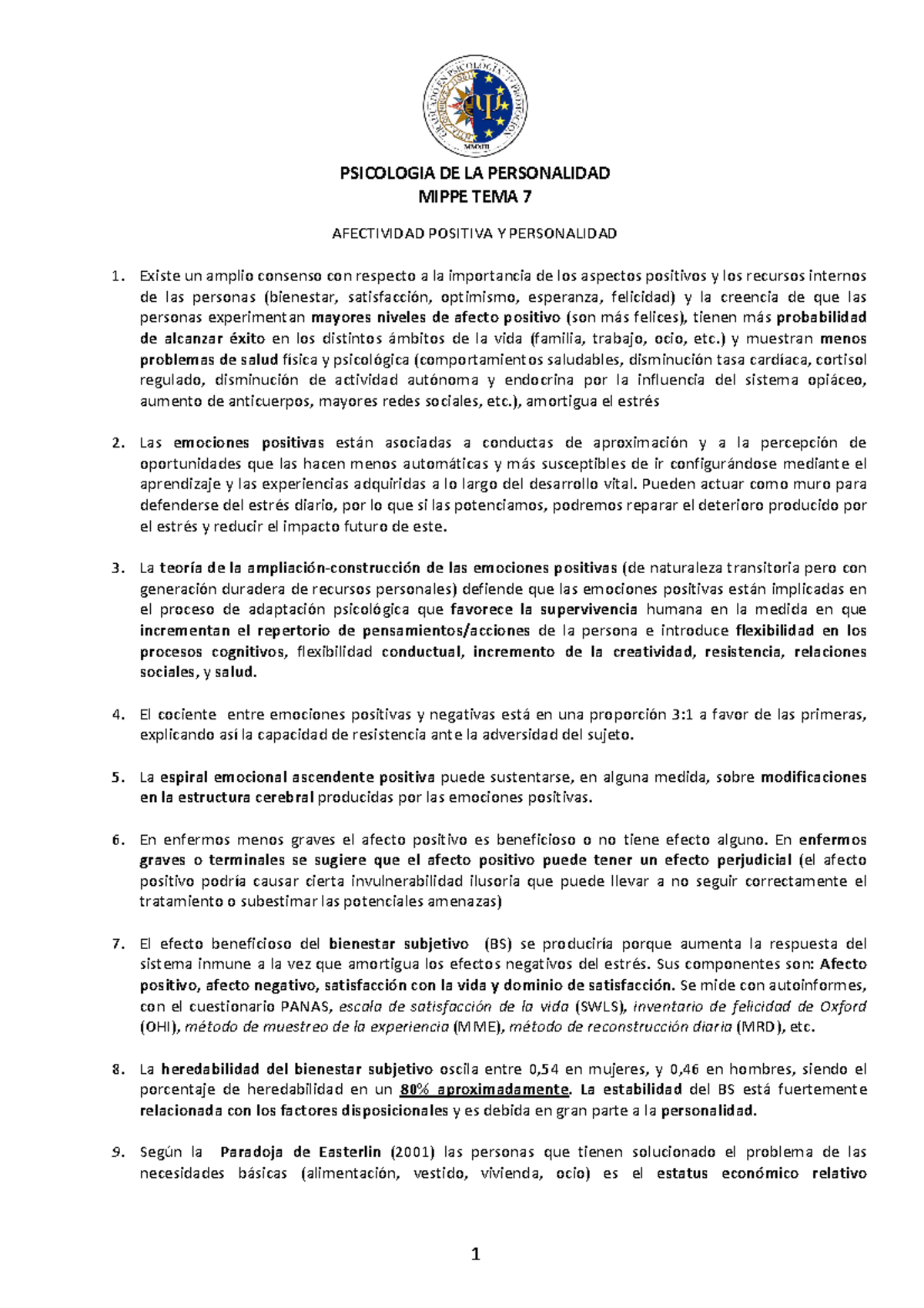 Psico- Personalidad- Mippe 7 - PSICOLOGIA DE LA PERSONALIDAD MIPPE TEMA ...