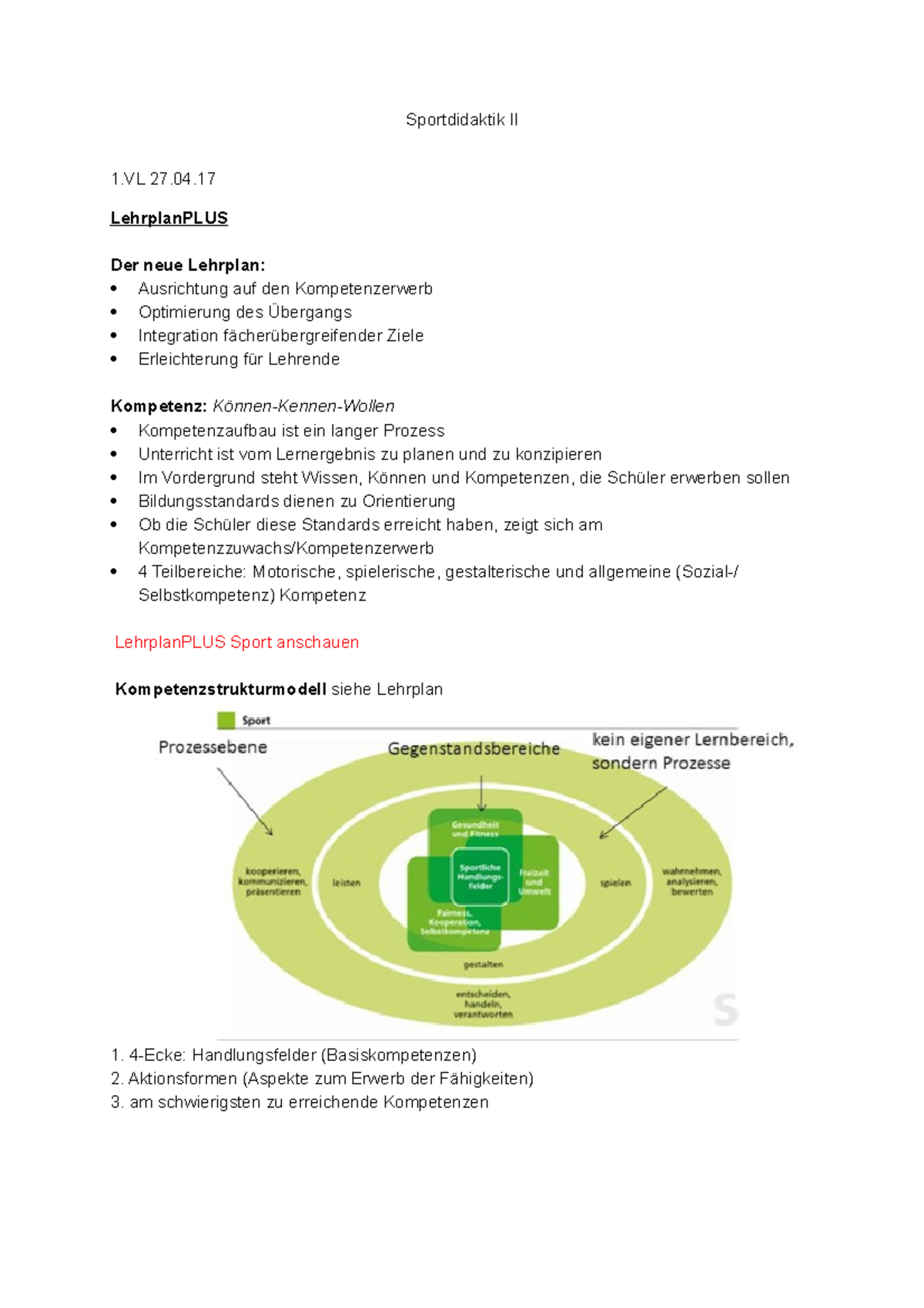 Sportdidaktik II Lena - Zusammenfassung des Semesters - Warning: TT: more functions defined than ...