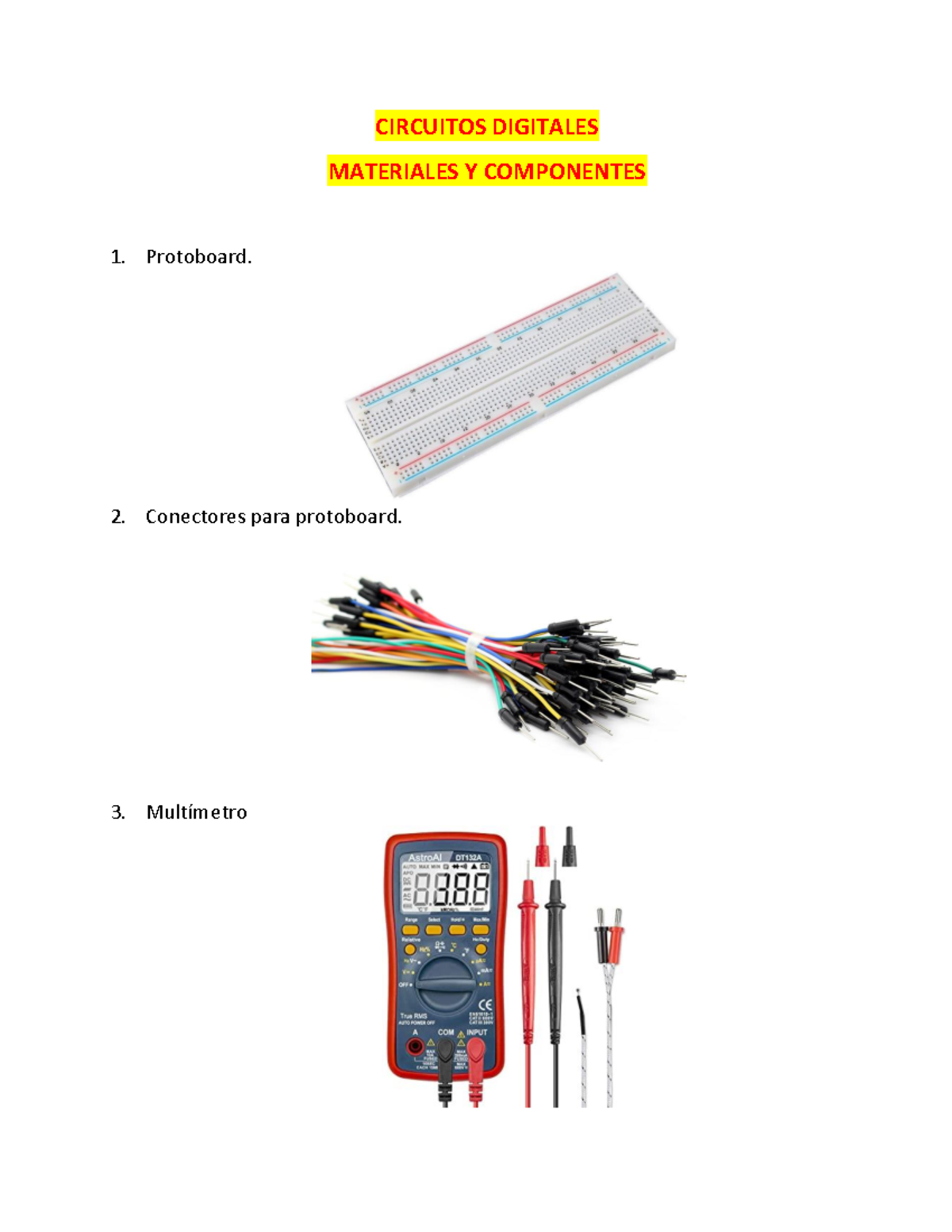 Materiales y componentes Circuitos Digitales - CIRCUITOS DIGITALES ...