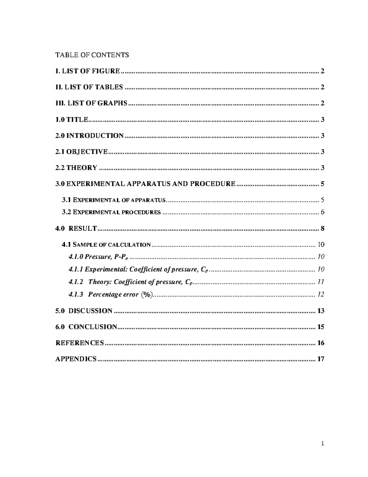 FULL Report LAB 2 Fluid - TABLE OF CONTENTS I. LIST OF FIGURE II. LIST ...