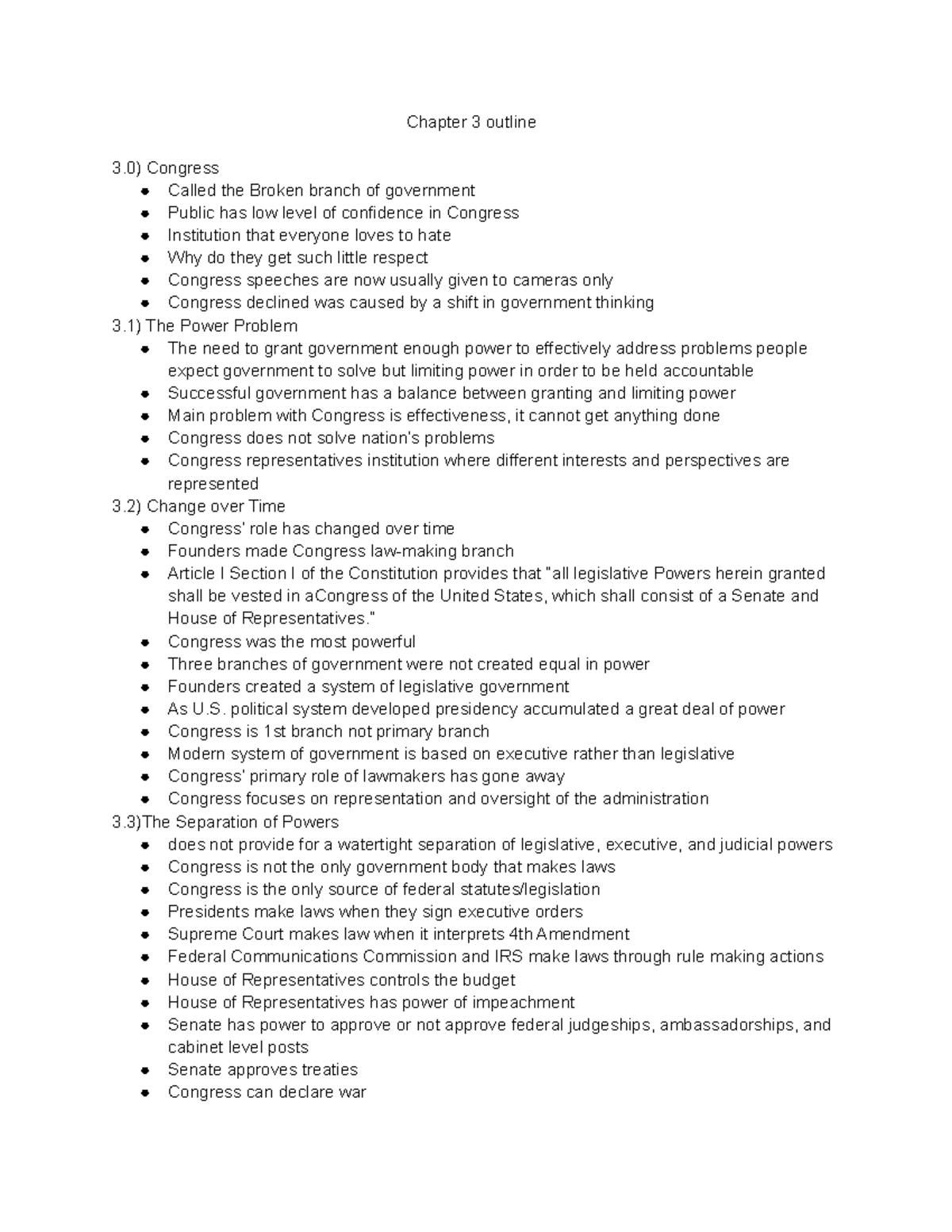 Pol Sci chapter 3 outline - Chapter 3 outline Congress Called the ...
