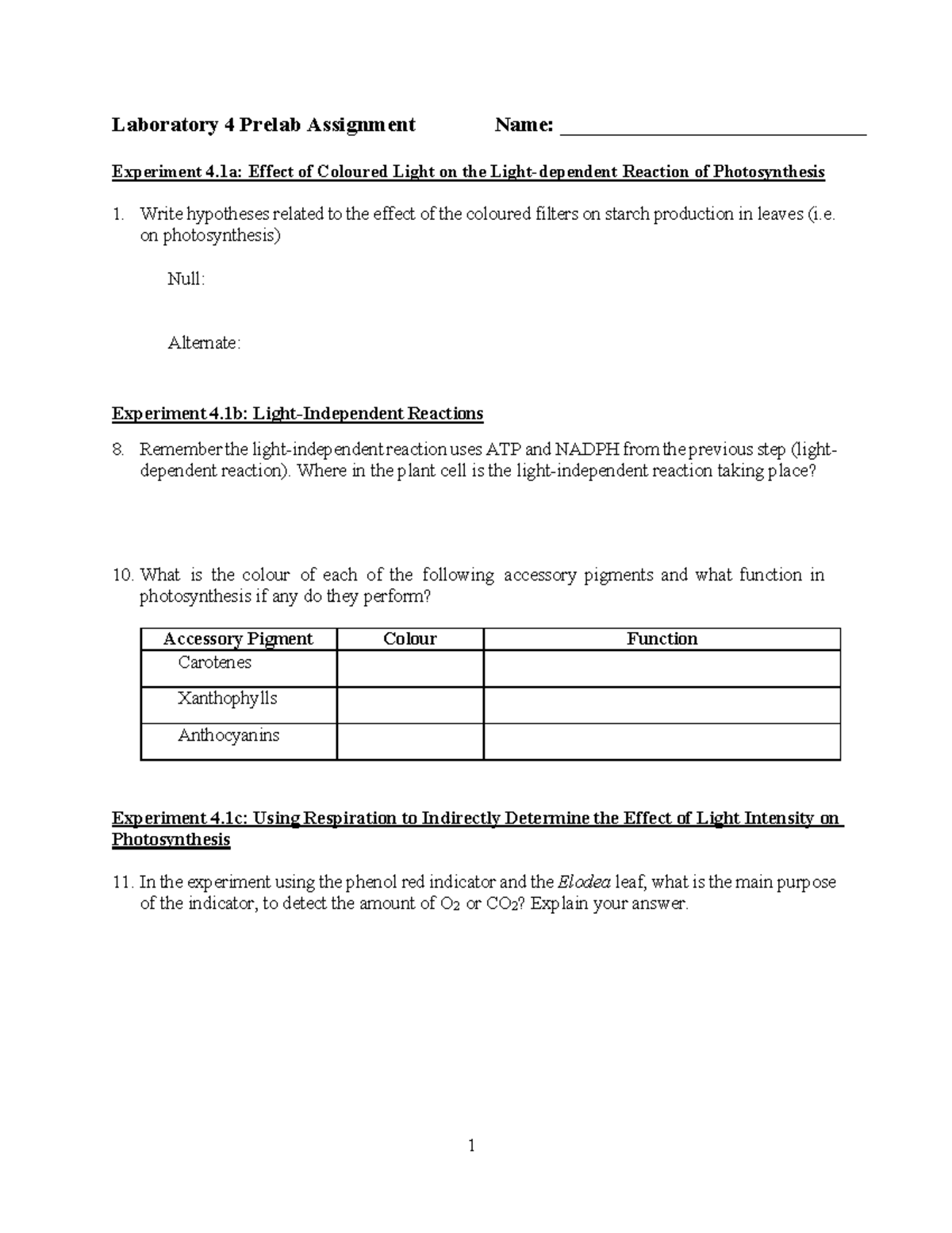Prelab Lababoratory 4 - 1 Laboratory 4 Prelab Assignment Name