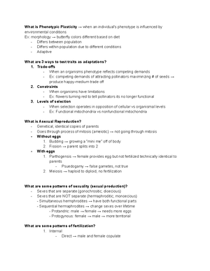 Bio 211 Notes - CHECKED WITH AN A - Study Sheet: Bio=Life / -ology ...