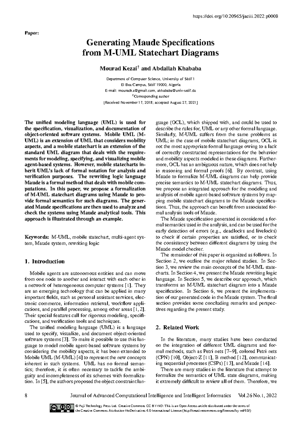 Generating Maude Specifications from M-UML Statechart Diagrams - doi/10 ...