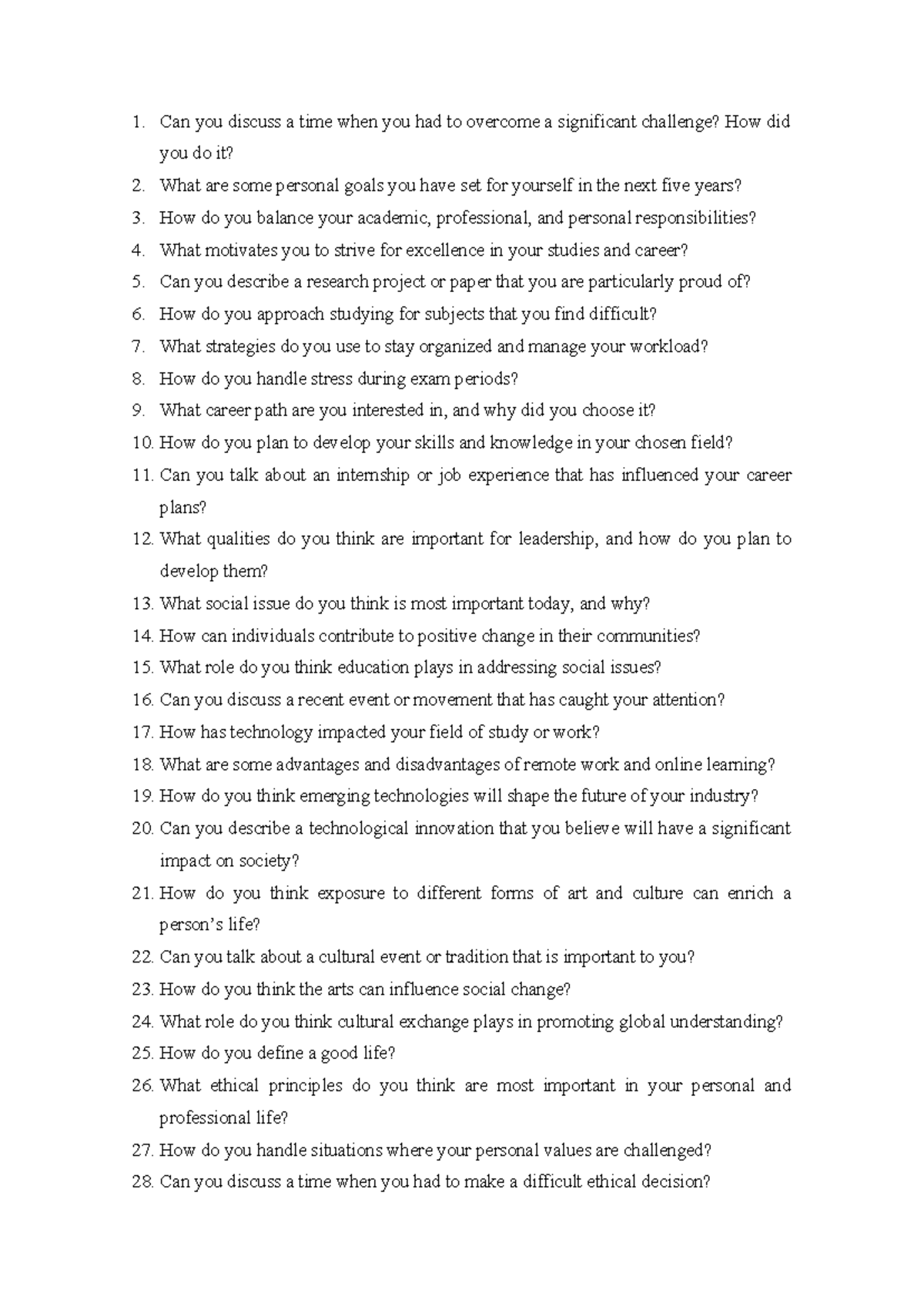 Questions FOR Speaking TEST - Level 5 - Can you discuss a time when you ...