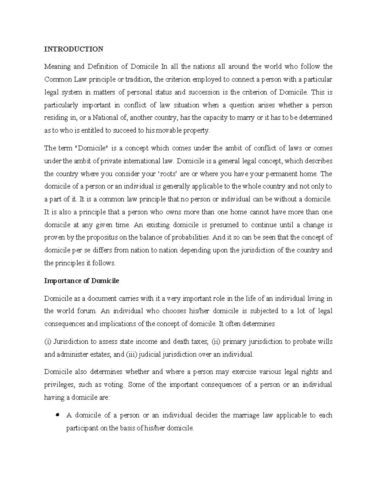 Domicile AND Nationality - INTRODUCTION Meaning and Definition of ...