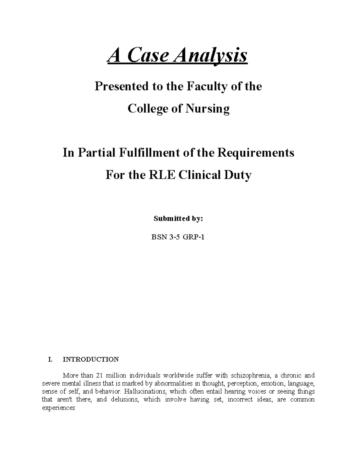 Case analysis - A Case Analysis Presented to the Faculty of the College ...