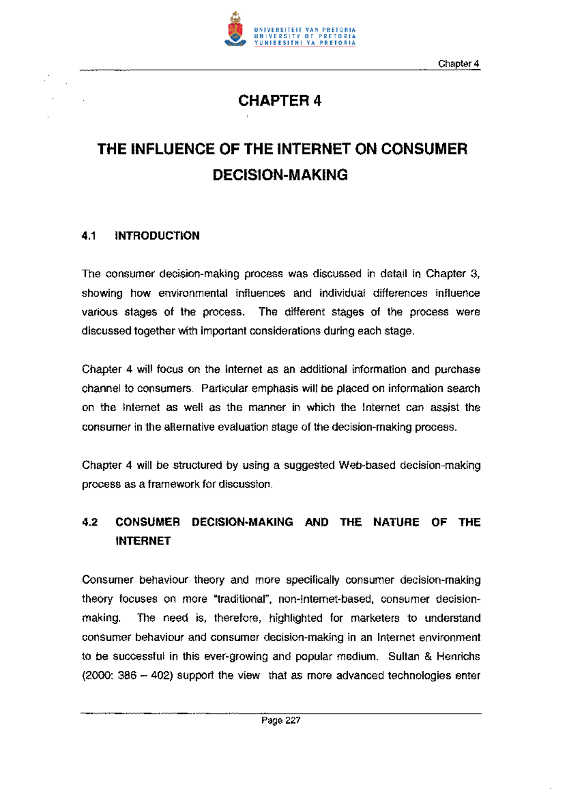 04chapter 4 - Consumer decision making - Chapter 4 CHAPTER 4 rHE INFLUENCE OF THE INTERNET ON ...