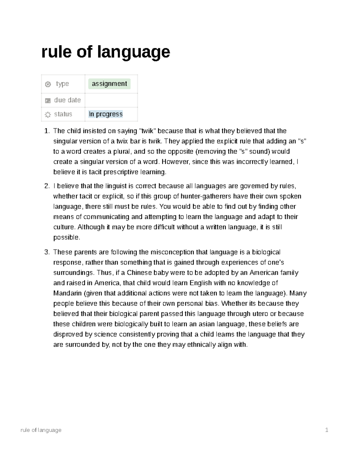 Rule of language homework - rule of language 1 rule of language type ...