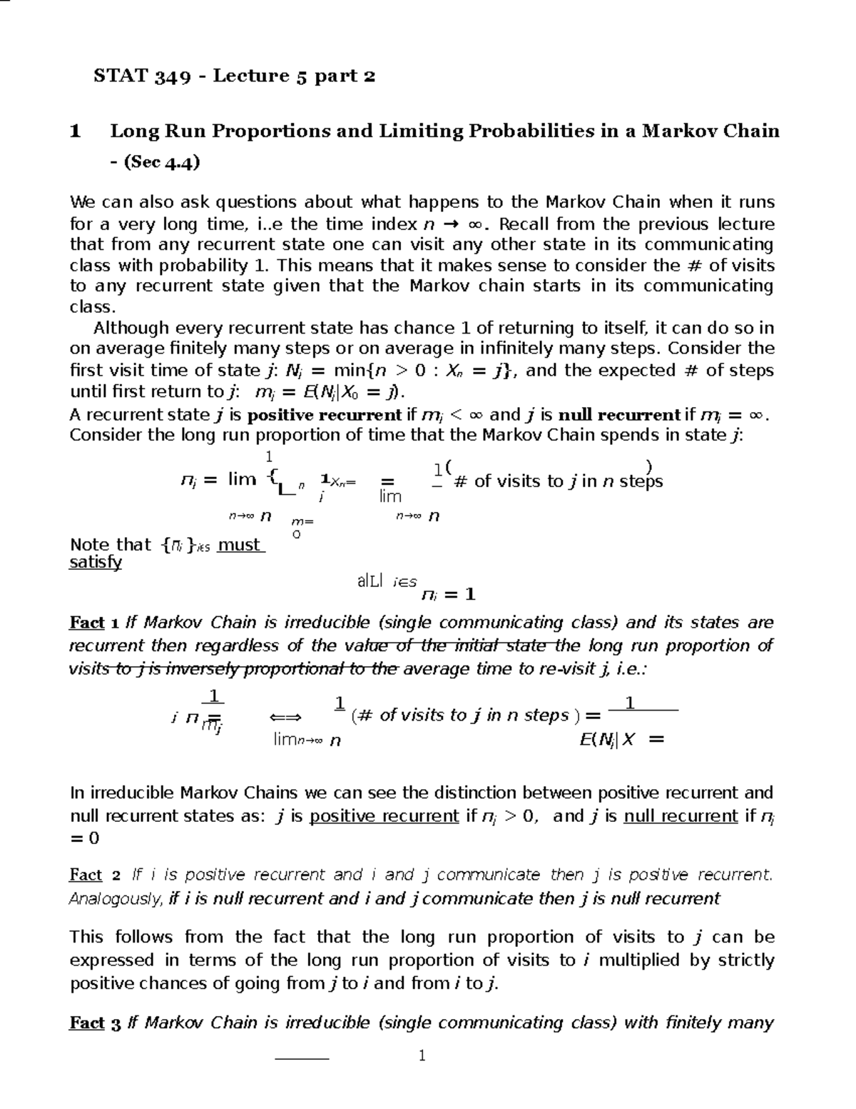 Stat349-lec5-2 - lecture 5 part 2 - 1 STAT 349 - Lecture 5 part 2 1 Long Run Proportions and ...