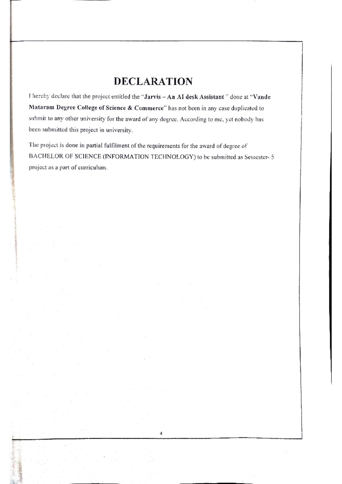 AI-Documentation - Blackbook - DECLARATION I here declare that the ...