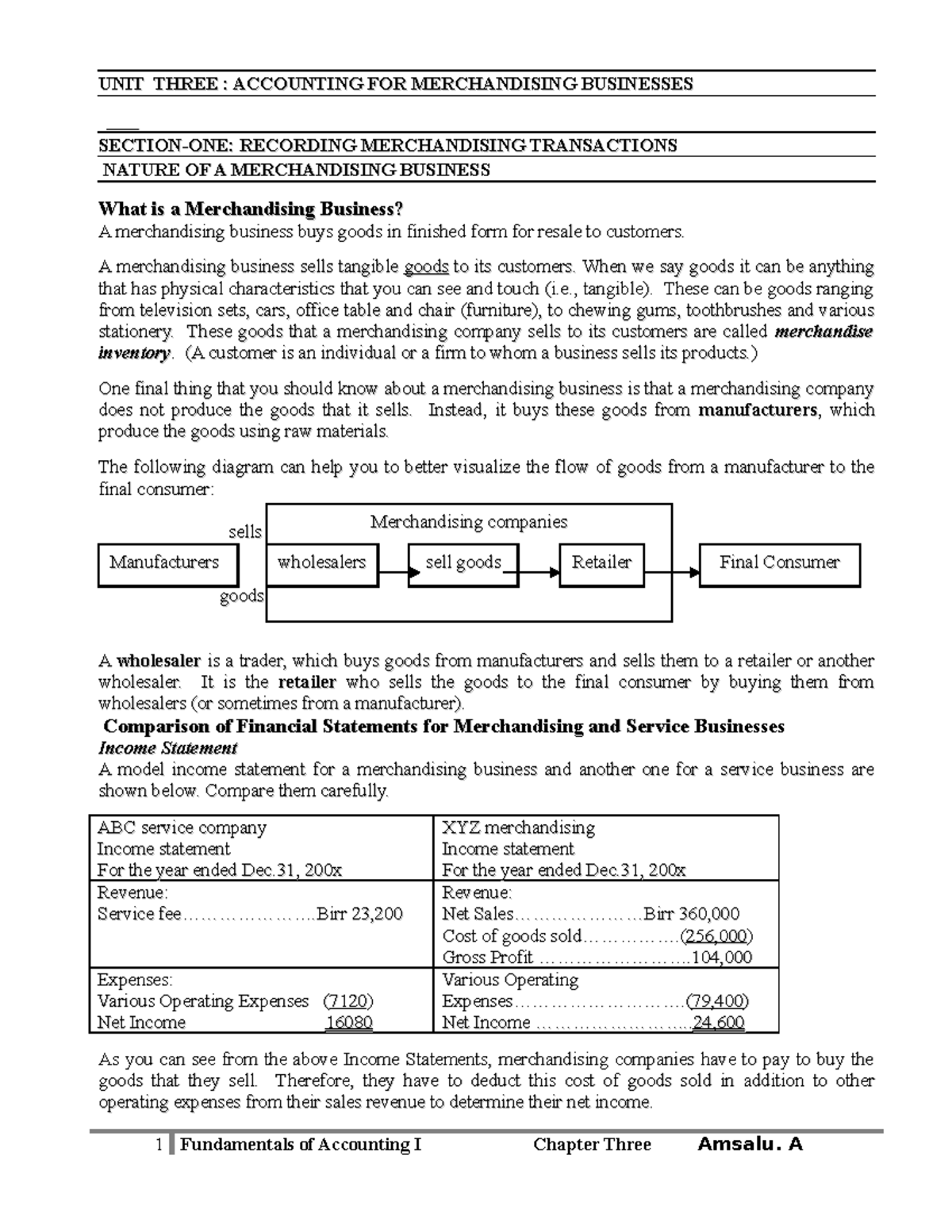 Principle of Accounting 1 - Chapter 3 - Merchandising companies ... Principle of Accounting 1 - Chapter 3 - Merchandising companies ...