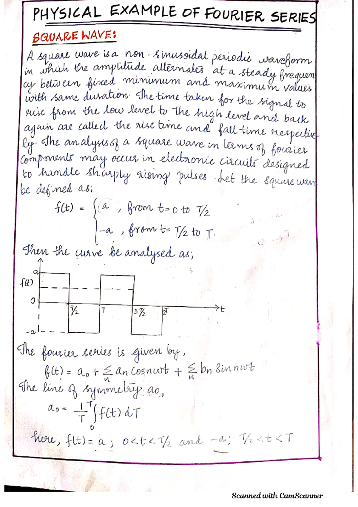 Square wave - Mathematical physics - Studocu