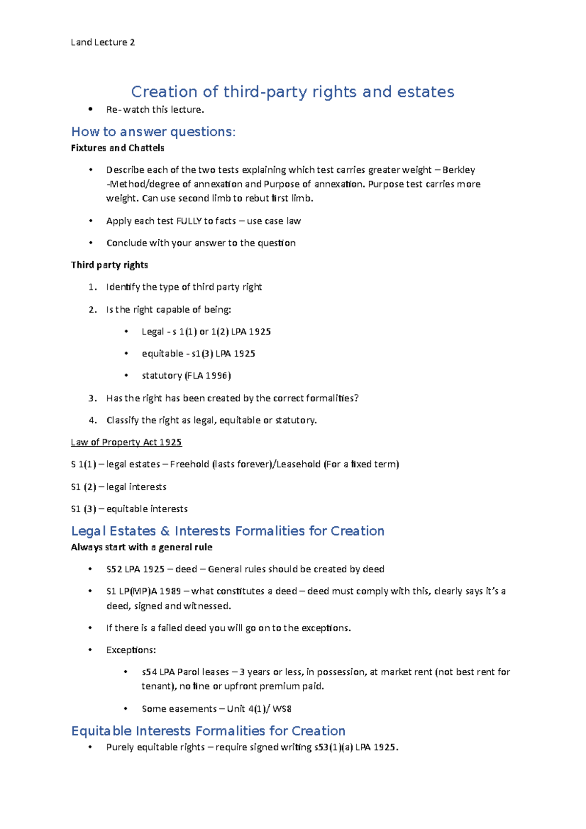 Land Law Lecture 2 Studocu