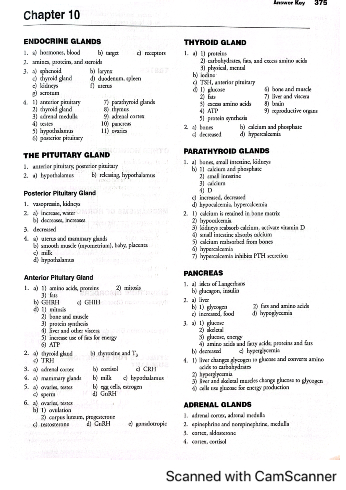 AP 10-15 - Answer Key for Anatomy workbook - Answer Key 375 Chapter 10 ...