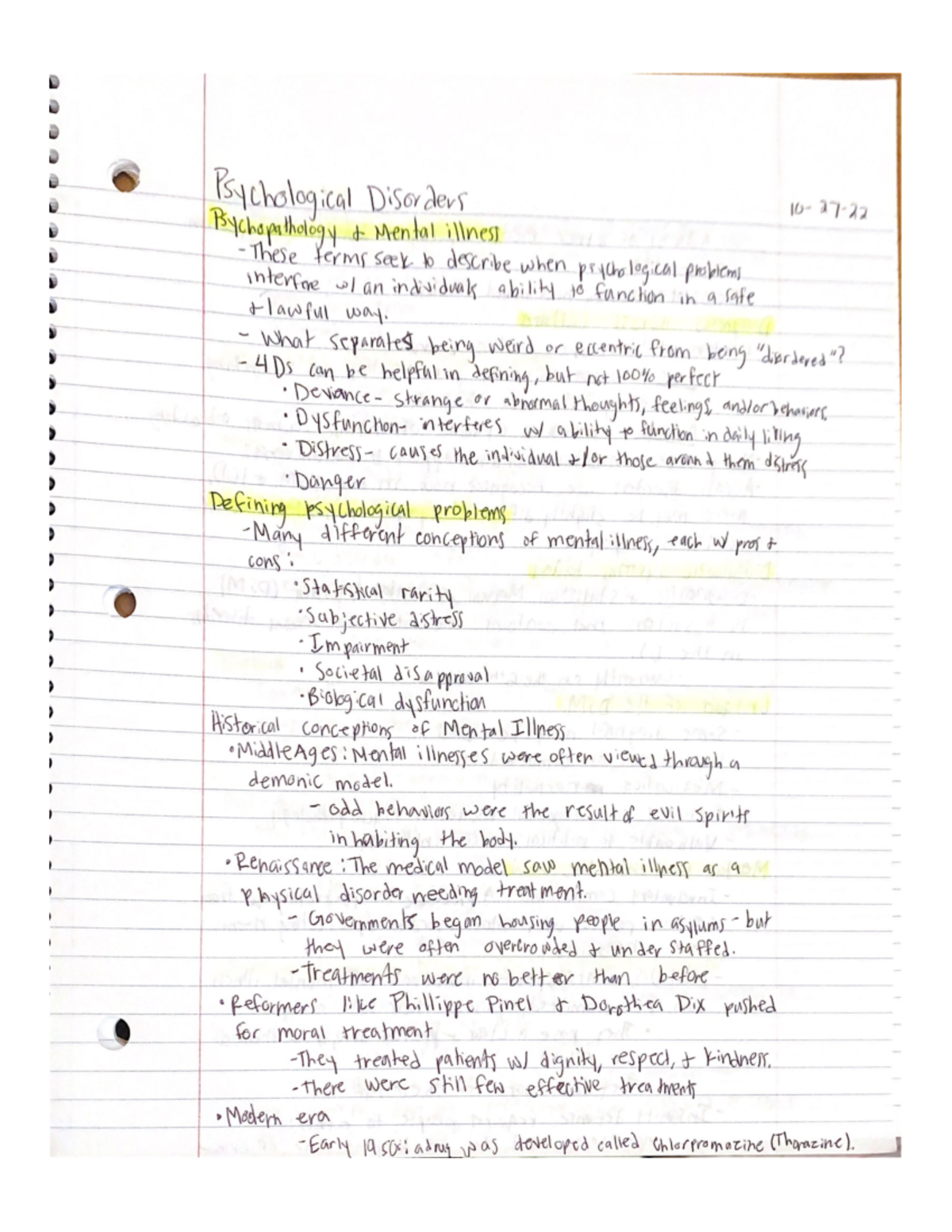 Psychological Disorders Notes - PSYC 101 - USC - Studocu