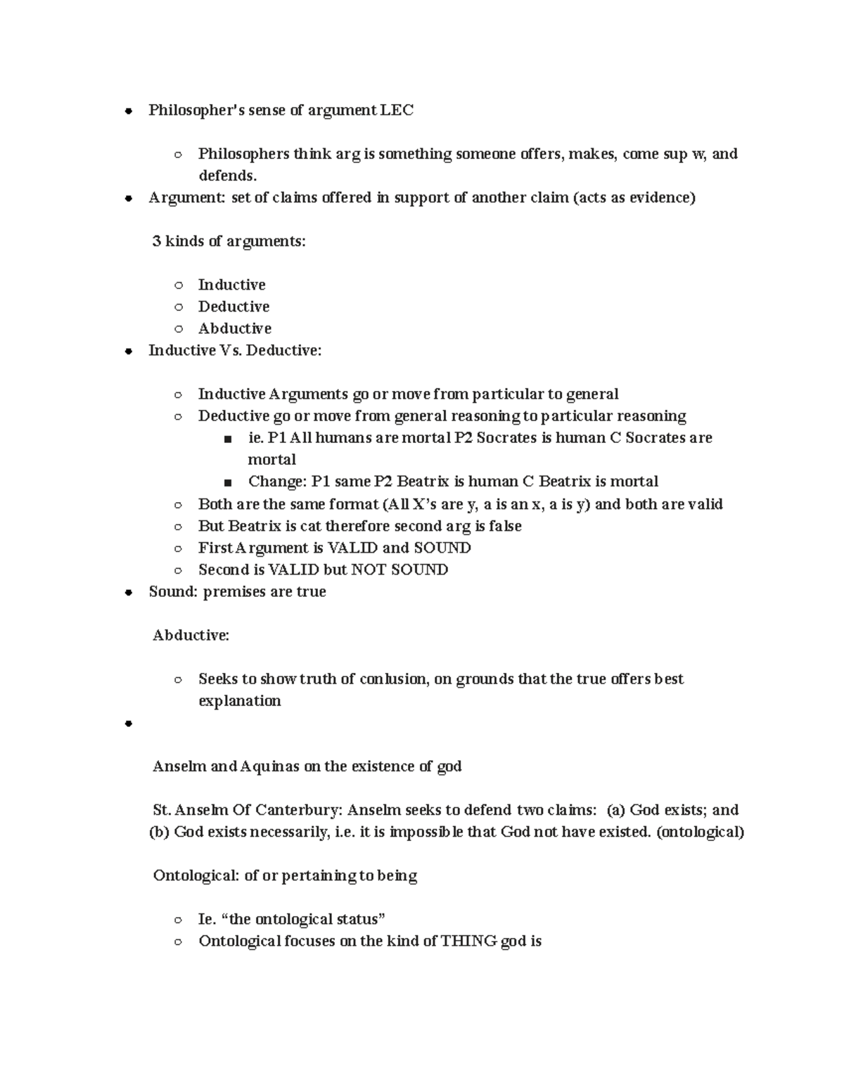 Philosophy Week 2 - notes - Philosopher's sense of argument LEC ...