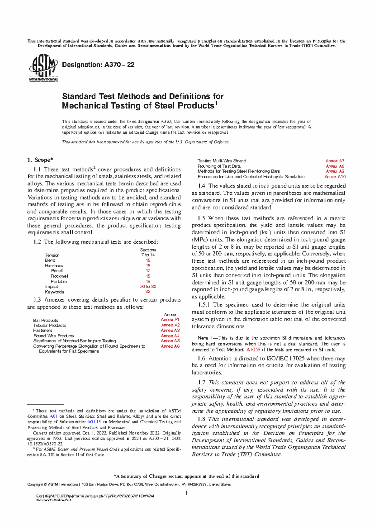ASTM A370-22 - This international standard was developed in accordance ...