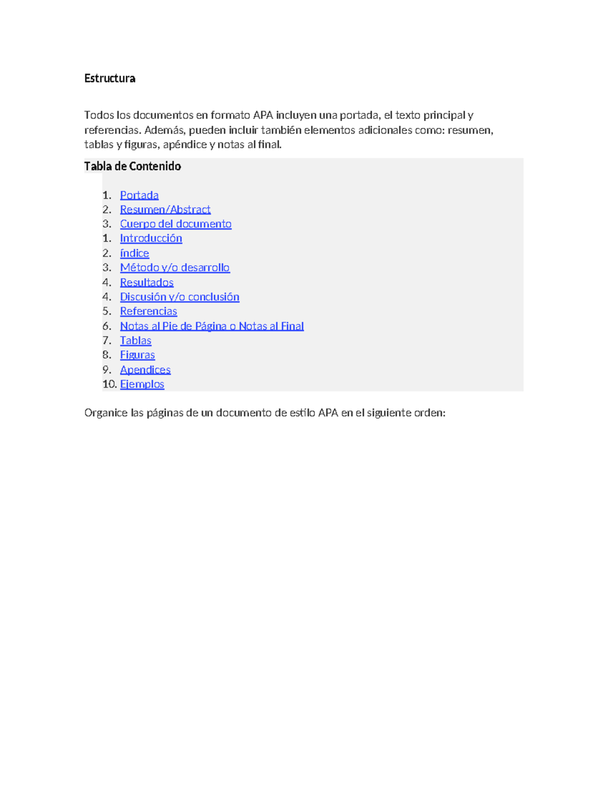 Estructura APA - Estructura Todos los documentos en formato APA incluyen una portada, el texto ...