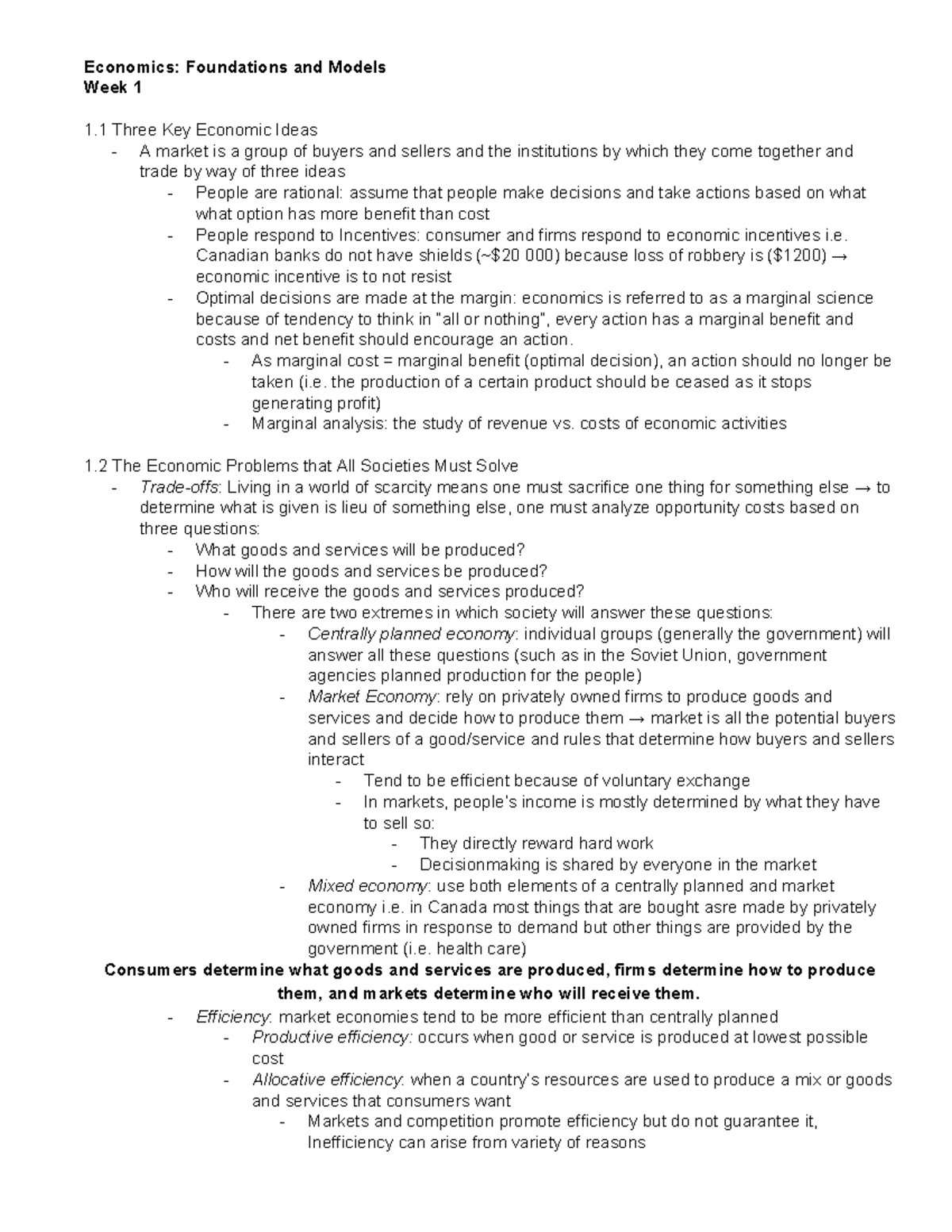 Week 1 - Textbook + Modules - Economics: Foundations and Models Week 1 ...