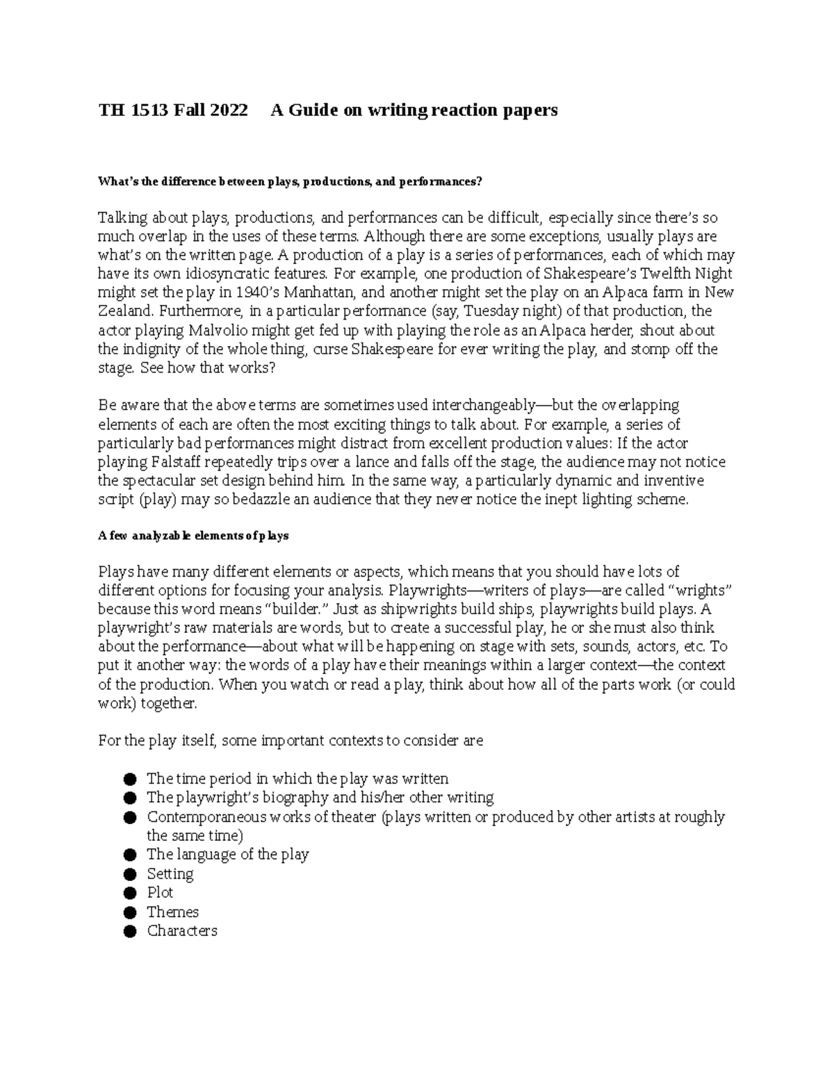 Th 1513 Fall 2022 A Guide On Writing Reaction Papers Th 1513 Fall