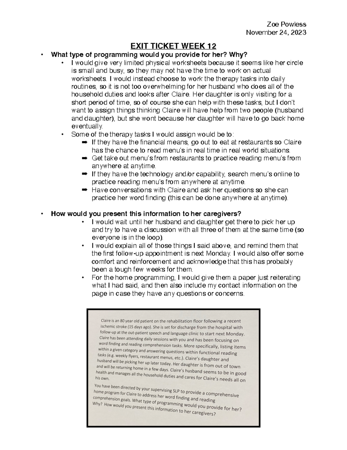 Week 12 Exit Ticket - ftdyuijop - Zoe Powless November 24, 2023 EXIT ...