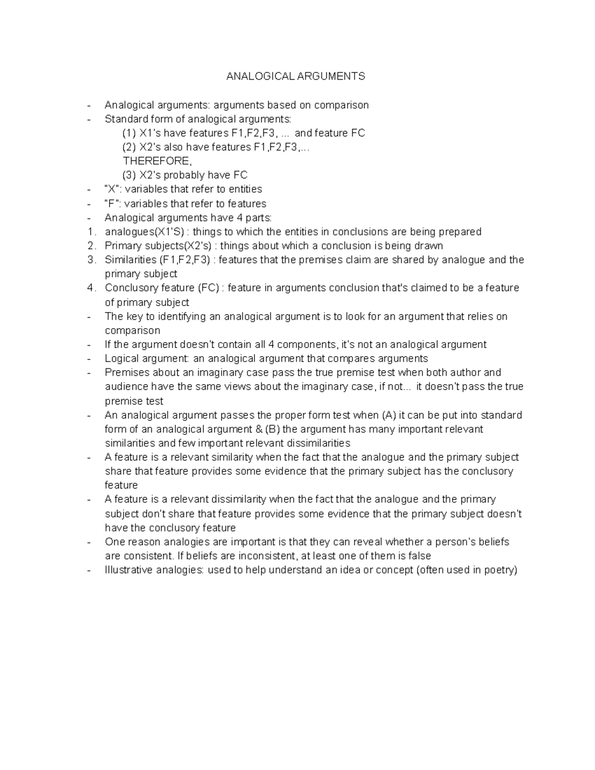 Chapter 7 Analogical Arguments - ANALOGICAL ARGUMENTS Analogical arguments: arguments based on ...