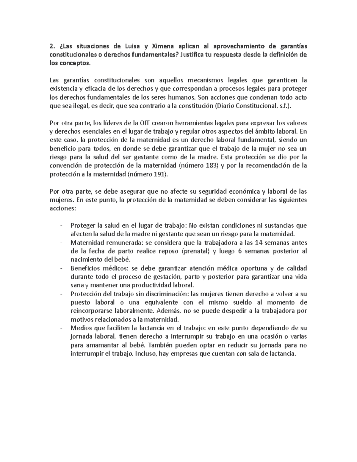 Relaciones Laborales Control 2 RESP. 2 - ¿Las situaciones de Luisa y ...