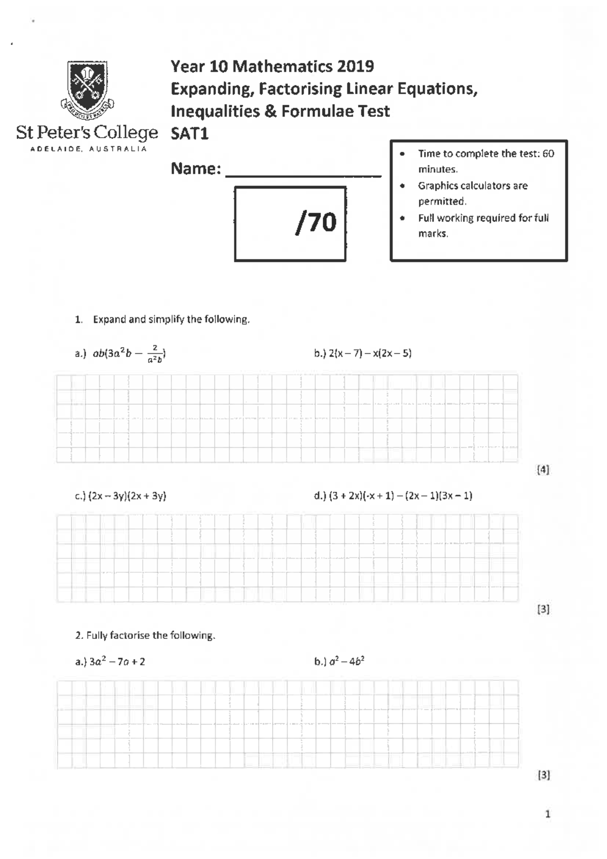 2020 Quadratics revision questions - Studocu