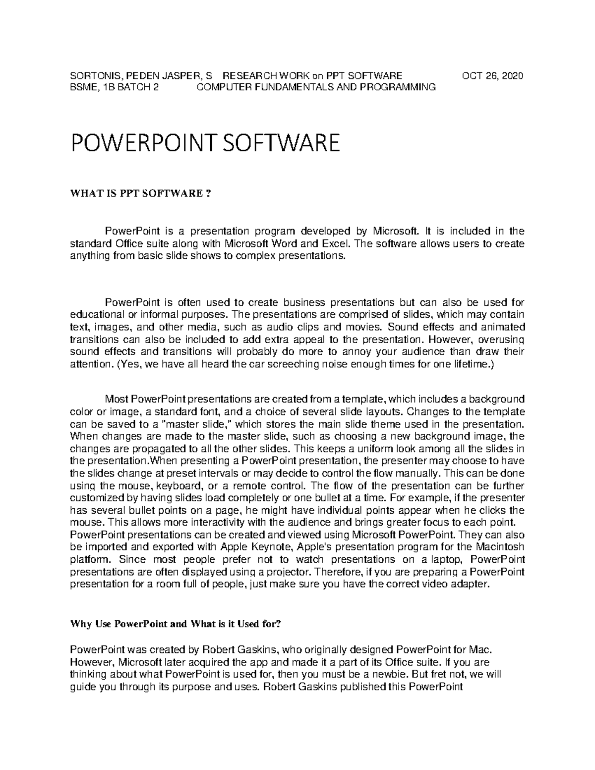 PPT Research WORK - Computer Fundamentals and Programming - PangSU - Studocu
