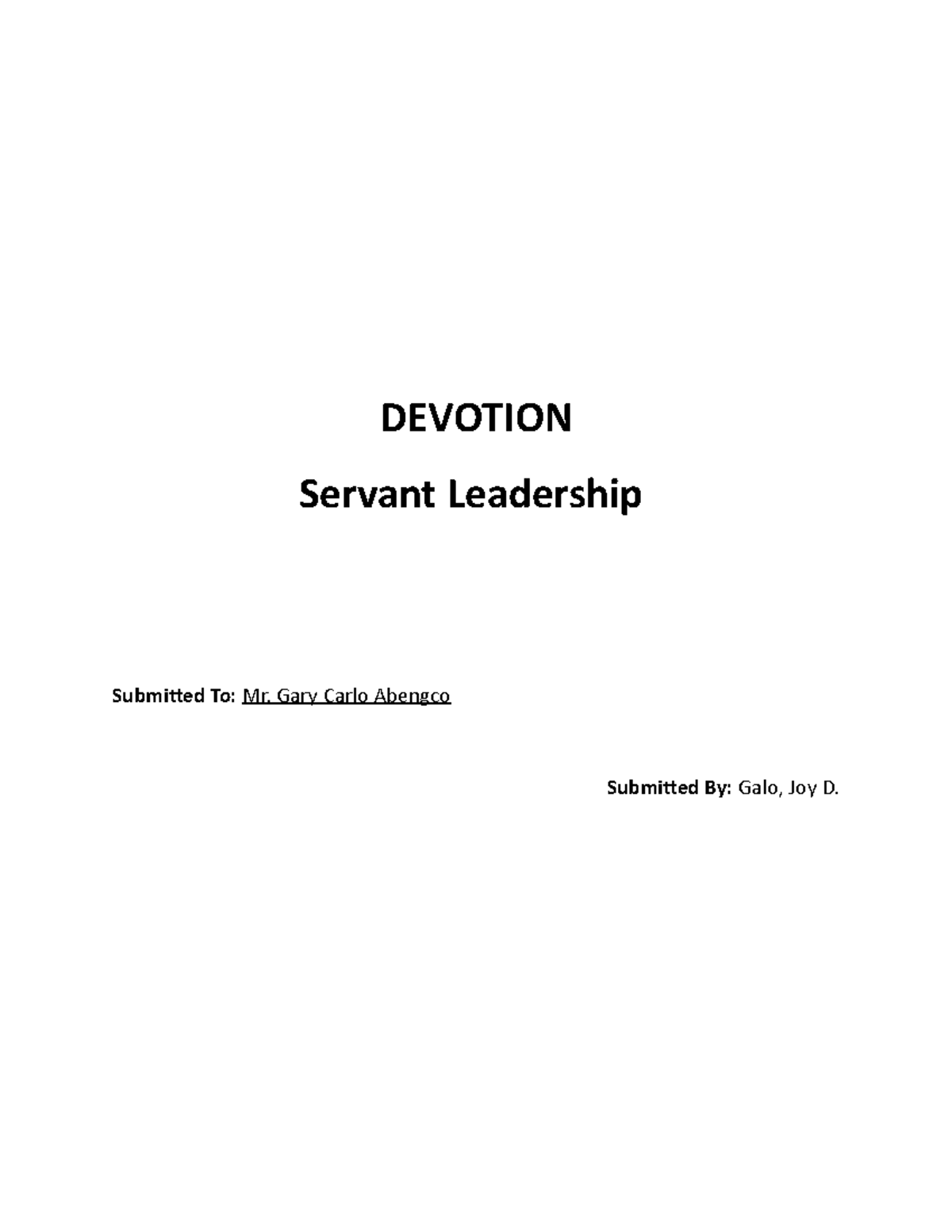 Bible verse-WPS Office - DEVOTION Servant Leadership Submitted To: Mr ...
