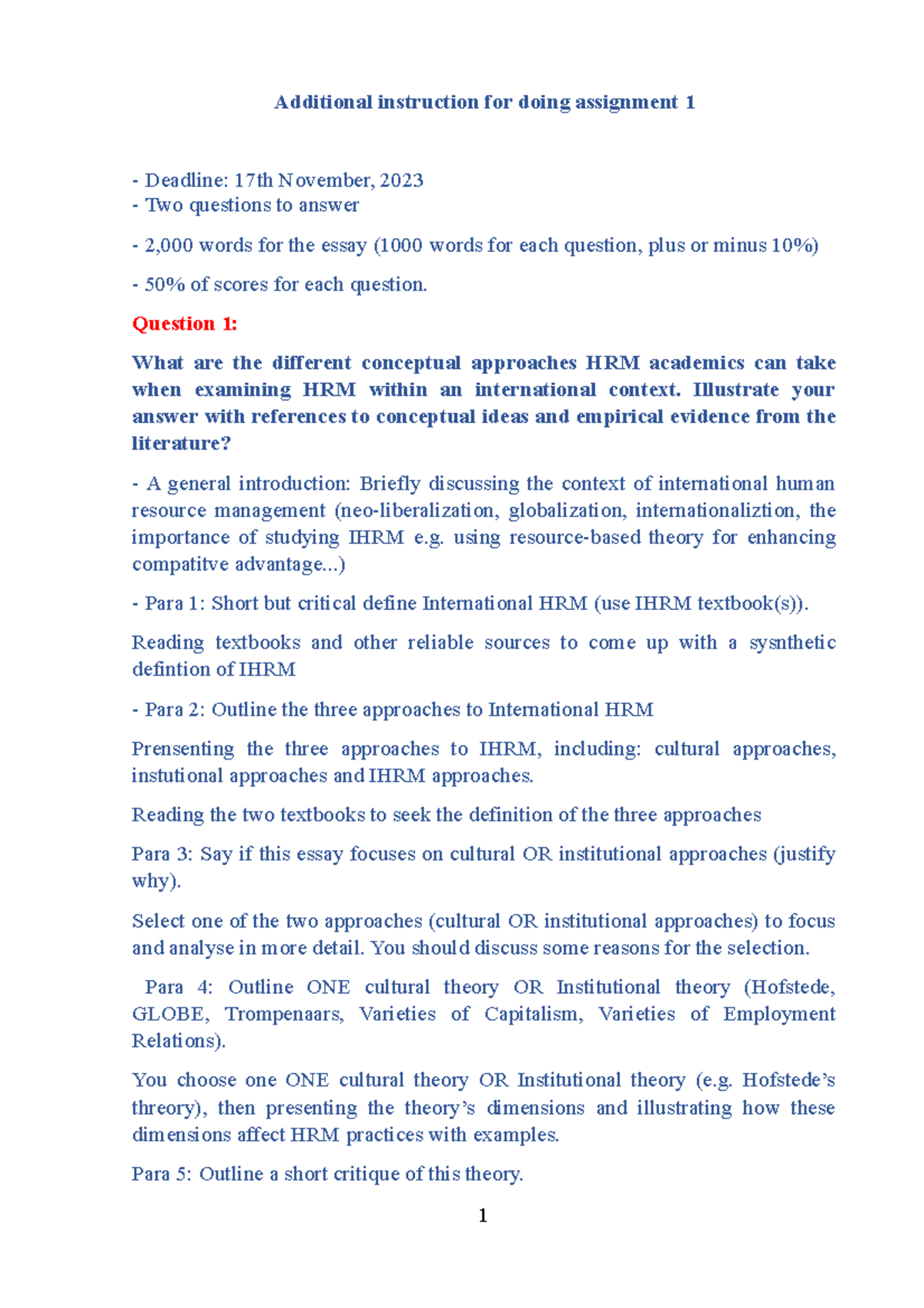 Additional instruction for assignment 1 - Additional instruction for doing assignment 1 ...