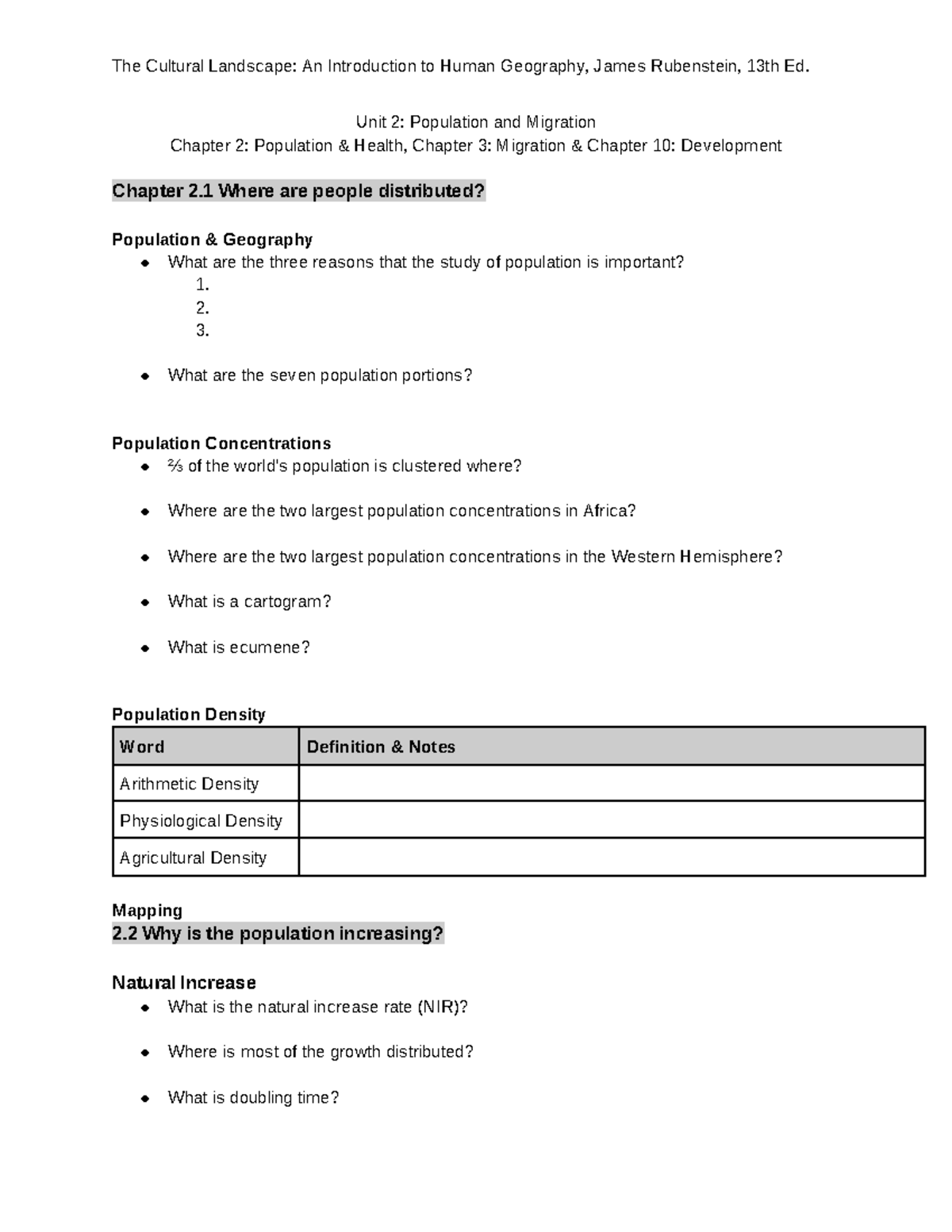 Unit 2 & 7A Reading Population, Migration & Development - Google Docs ...