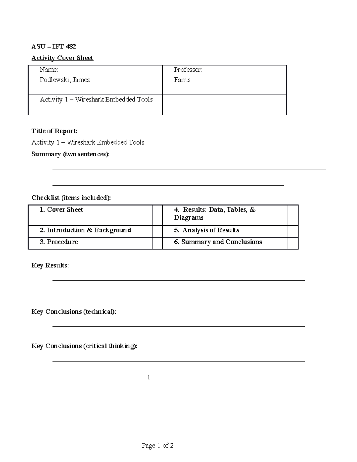 IFT 482 - Activity Template-1 - ASU – IFT 482 Activity Cover Sheet Name ...