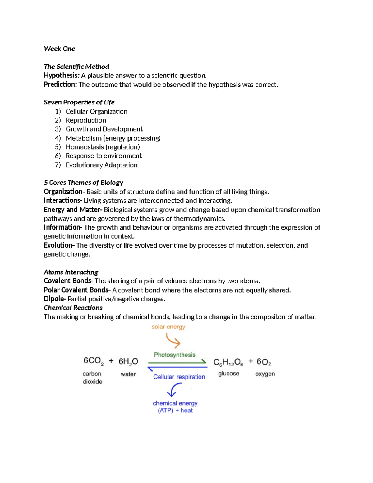Week 1 - Exam review week one - Week One The Scientific Method ...