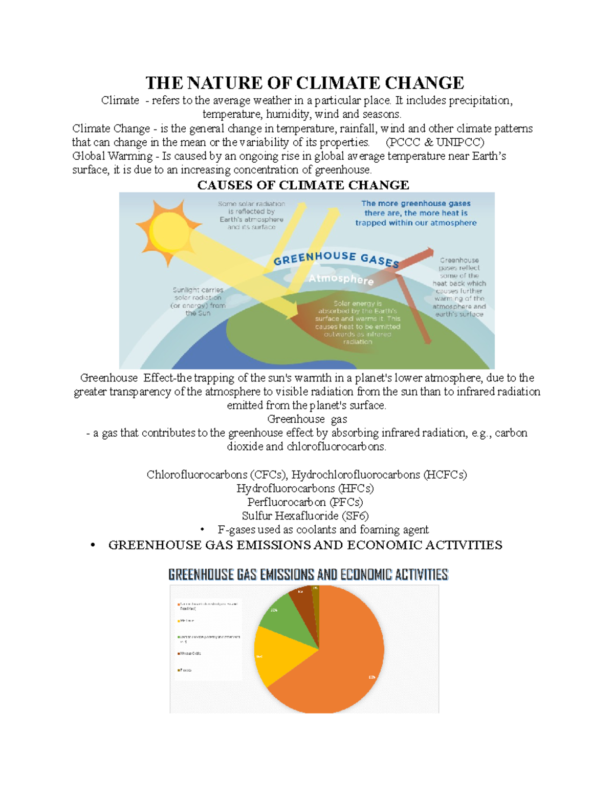 Notes - PSYCH - THE NATURE OF CLIMATE CHANGE Climate - refers to the ...