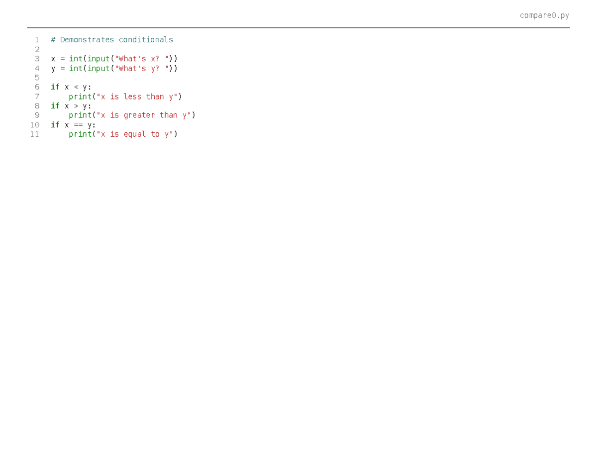 Src1-conditionals - 1 # Demonstrates conditionals 2 3 x = int(input ...