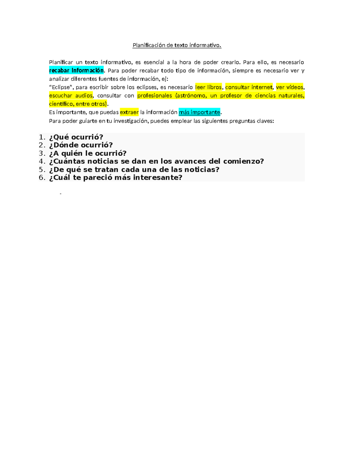 cómo hacer un texto informativo en el aula, para niños de sexto año ...