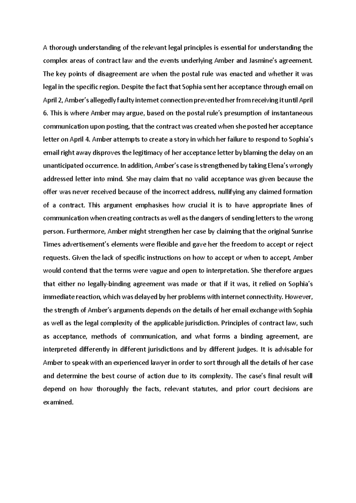 Contract Assignment - Example - A thorough understanding of the ...