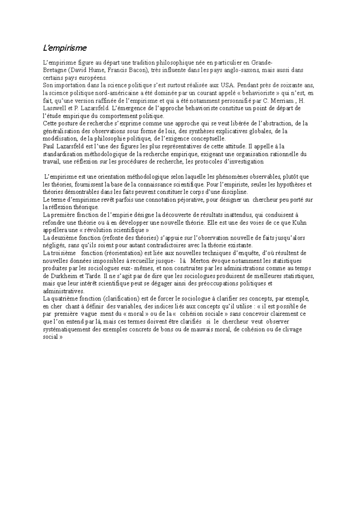 4 - helpful - L’empirisme L’empirisme figure au départ une tradition ...