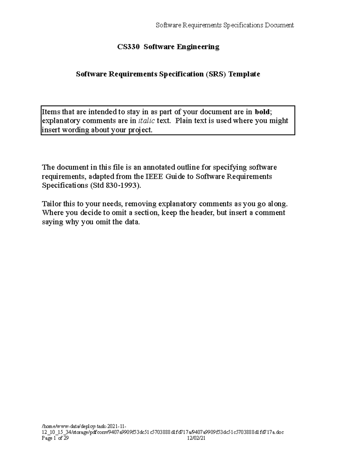 Srs document for development - CS330 Software Engineering Software ...