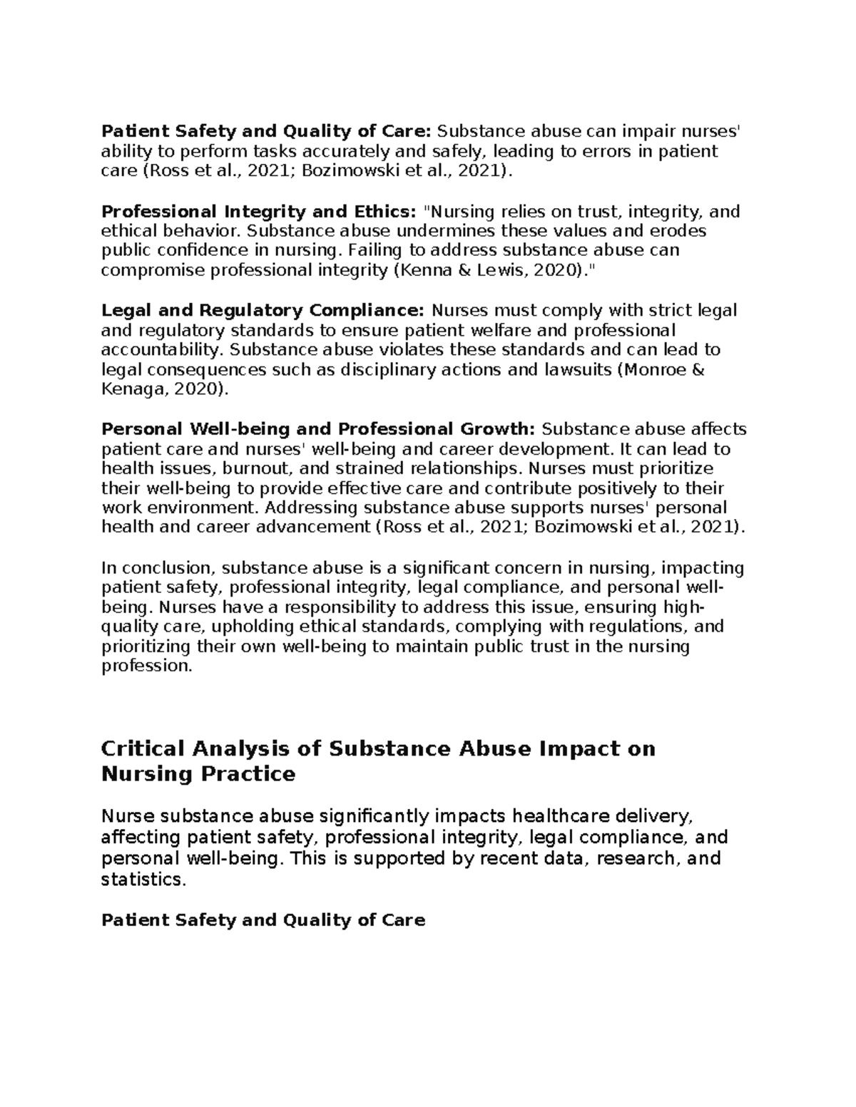 Substance abuse project - Patient Safety and Quality of Care: Substance ...