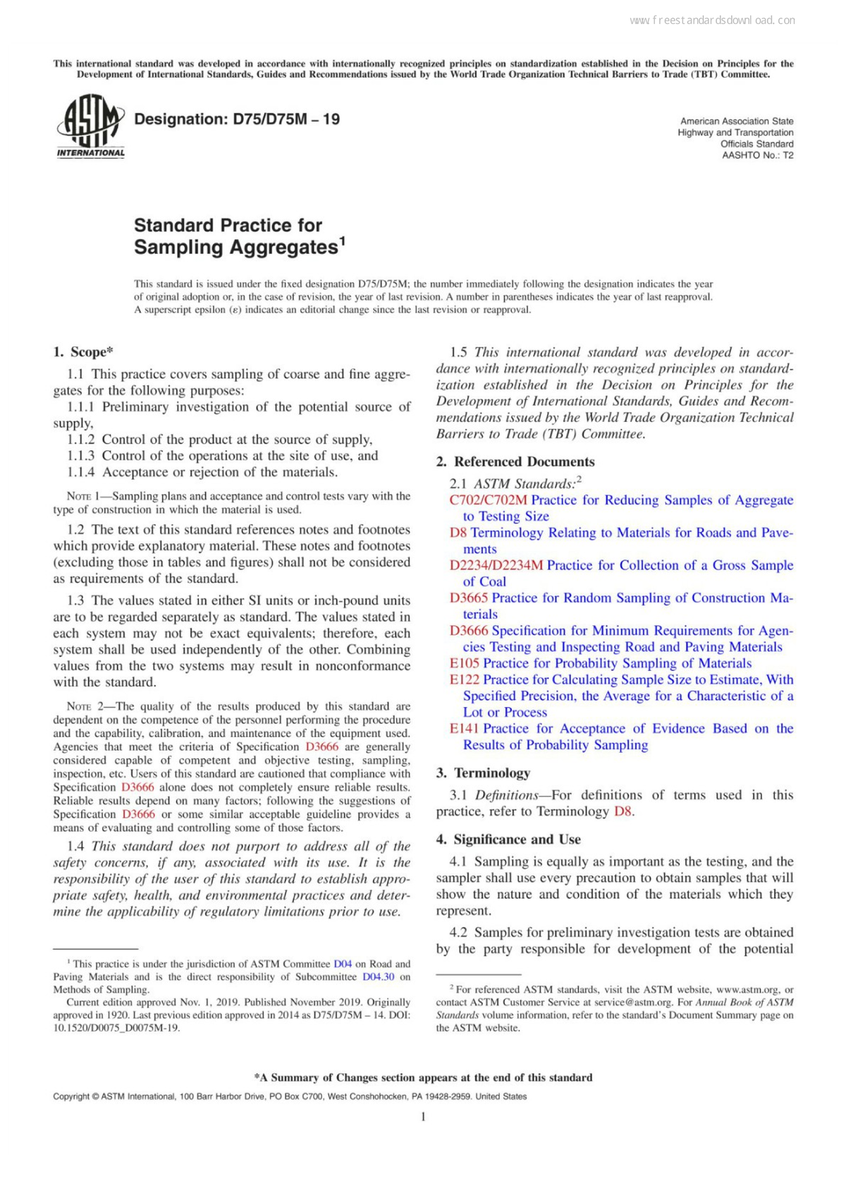 Astm d75 d75m 19 Astm d75 d75m 19 - Bachelor of Science in Civil ...