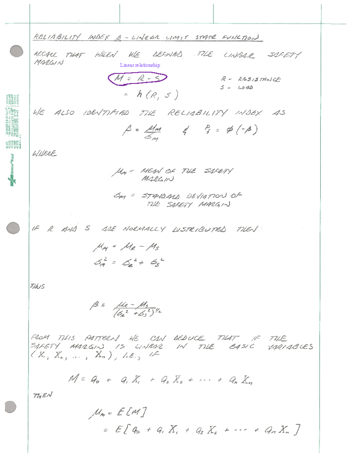 3f Reliability and the Hasofer Lind Method - CVE 505 - Studocu