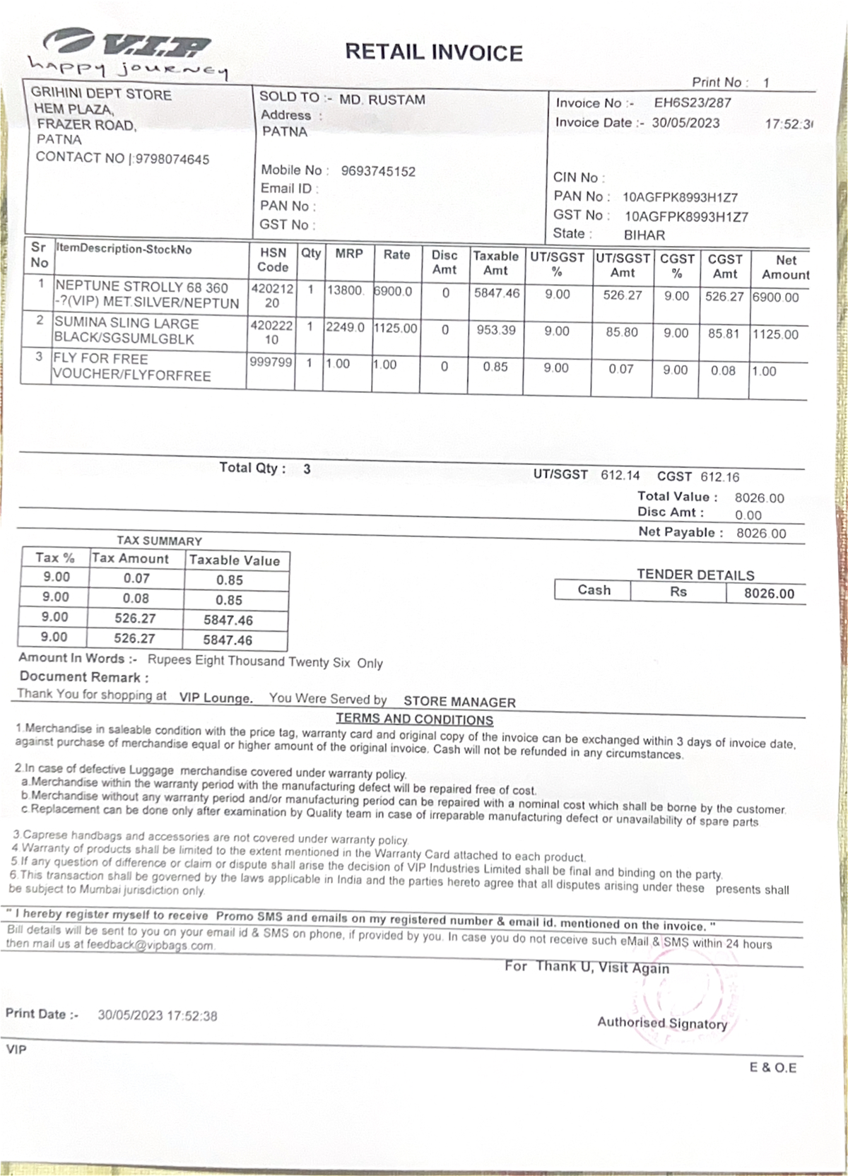 Scanned invoice - B.A.(Hons.) Pol. Science - Studocu